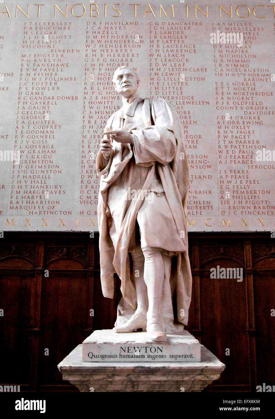 Cambridge, England, UK. Trinity College Chapel - the antechapel. Statue ...