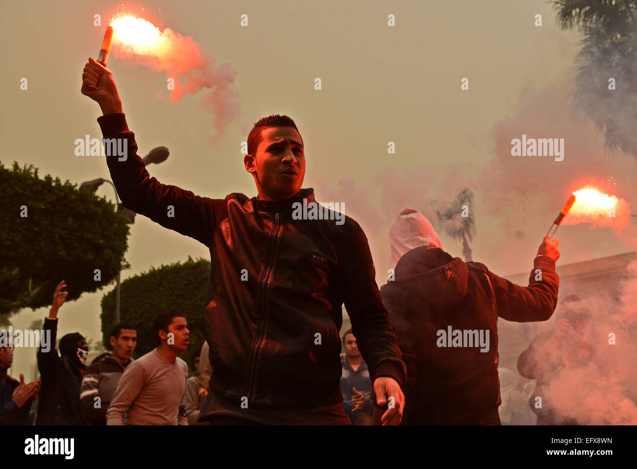 Cairo, Egypt. 11th Feb, 2015. Egyptian students who support ousted ...