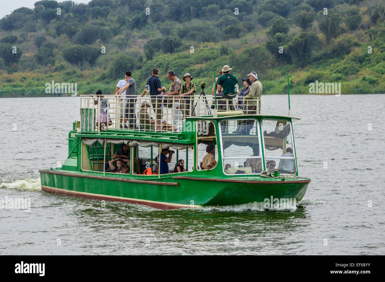 Boat trip tourists daytrip day uganda africa hi-res stock photography ...