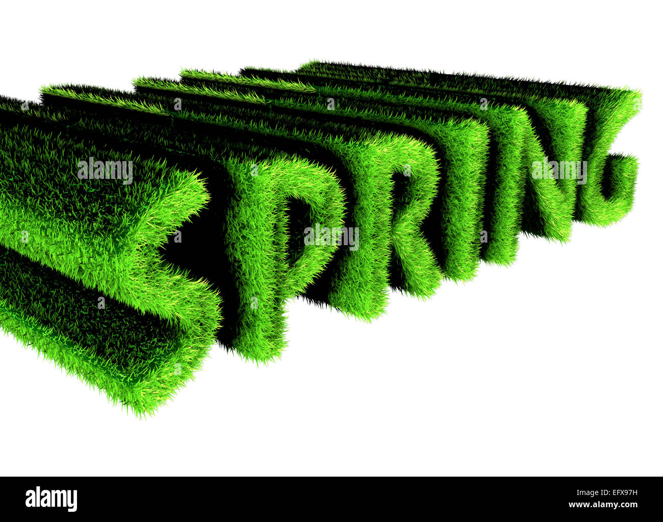 Spring text made of grass, 3d render Stock Photo - Alamy