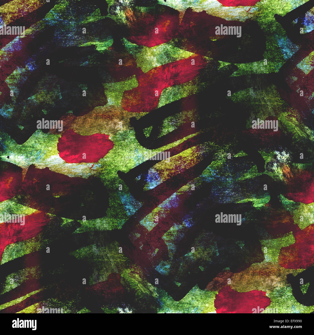 abstract avant-garde seamless red, green wallpaper watercolor ar Stock ...