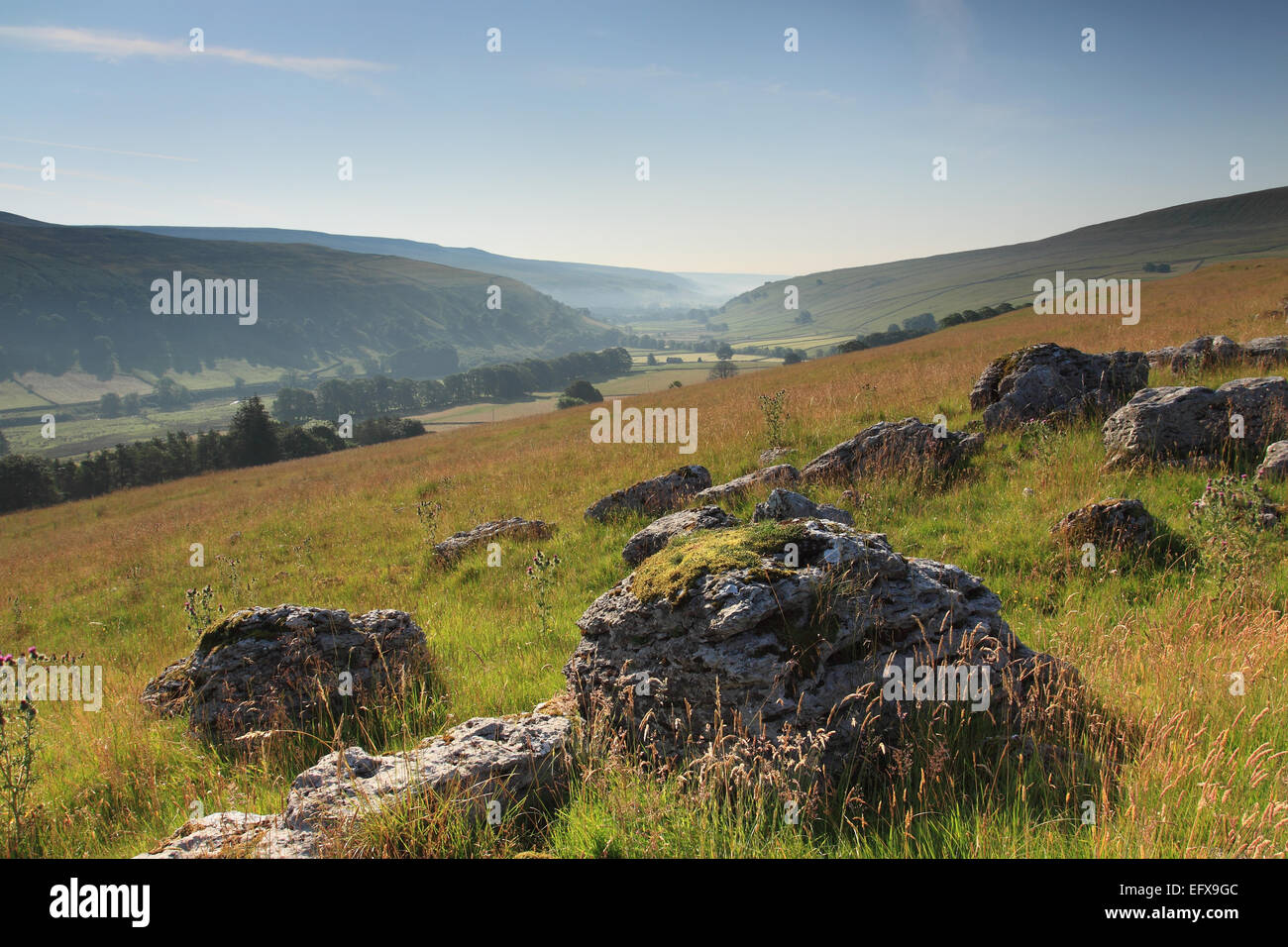 The view down Littondale from above Halton Gill in the Yorkshire Dales ...