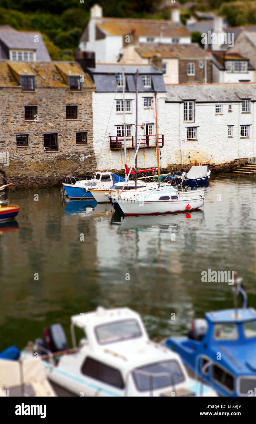 Polperro harbor in Cornwall. Historic cornish fishing village with ...