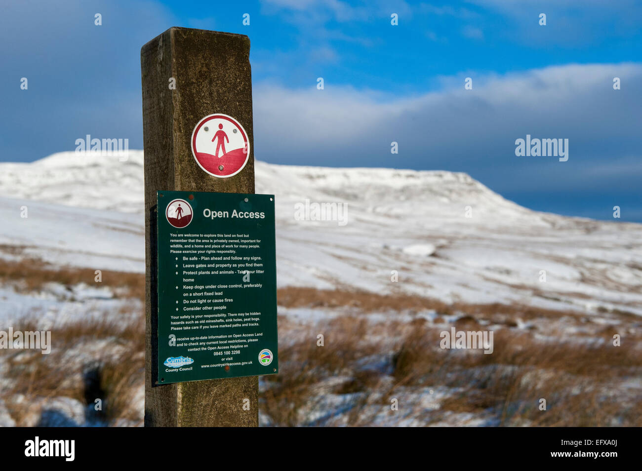 Open Access signs on foot stile onto Wild Boar Fell from Mallerstang ...