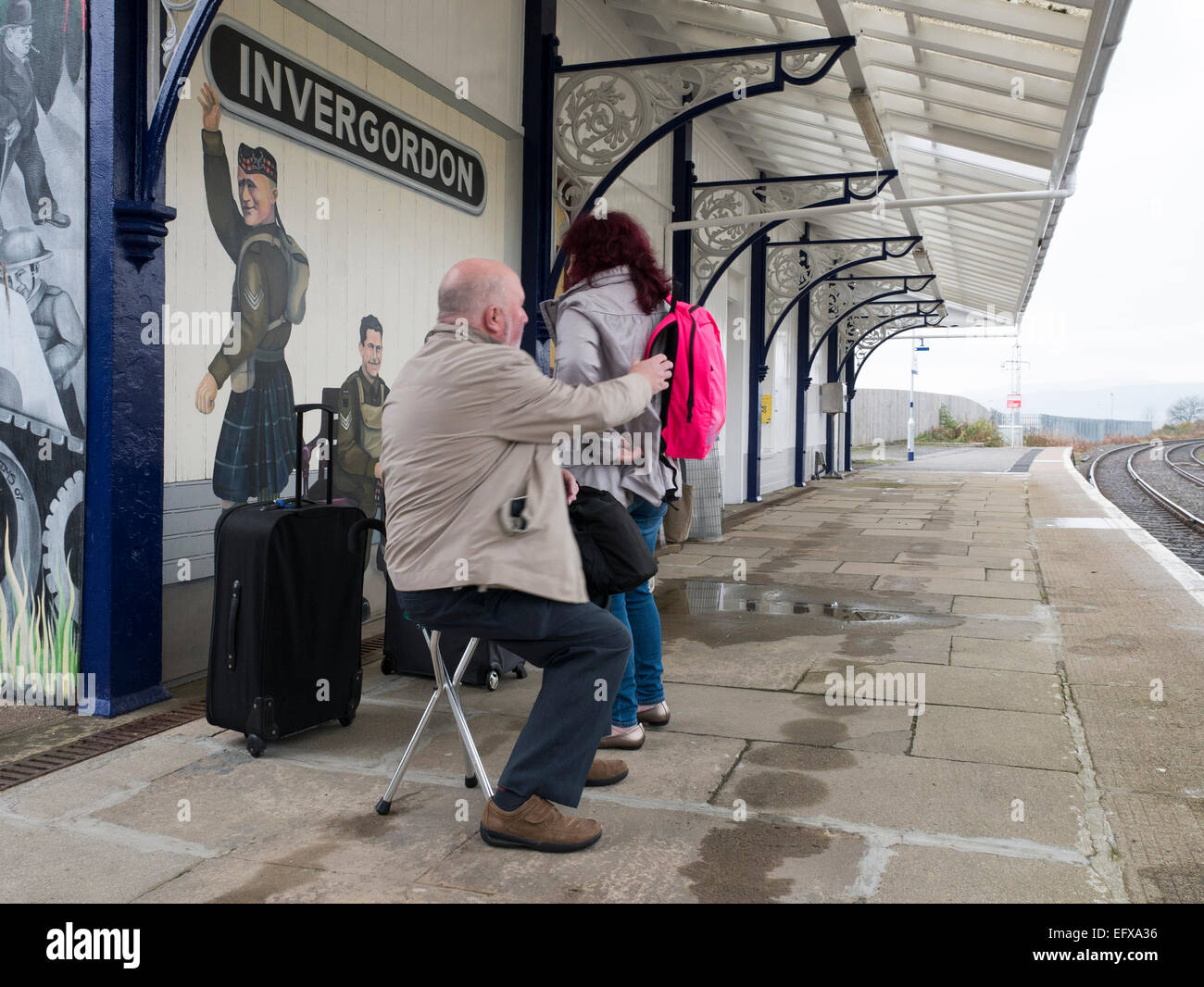 Mural at the Railway Station, Invergordon, Highlands, Scotland Stock ...