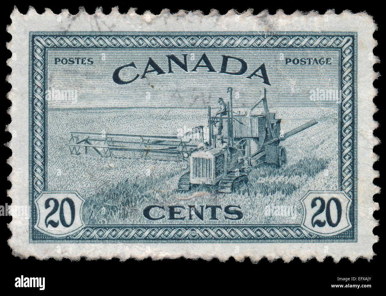 CANADA - CIRCA 1946: a stamp printed in the Canada shows Combine ...