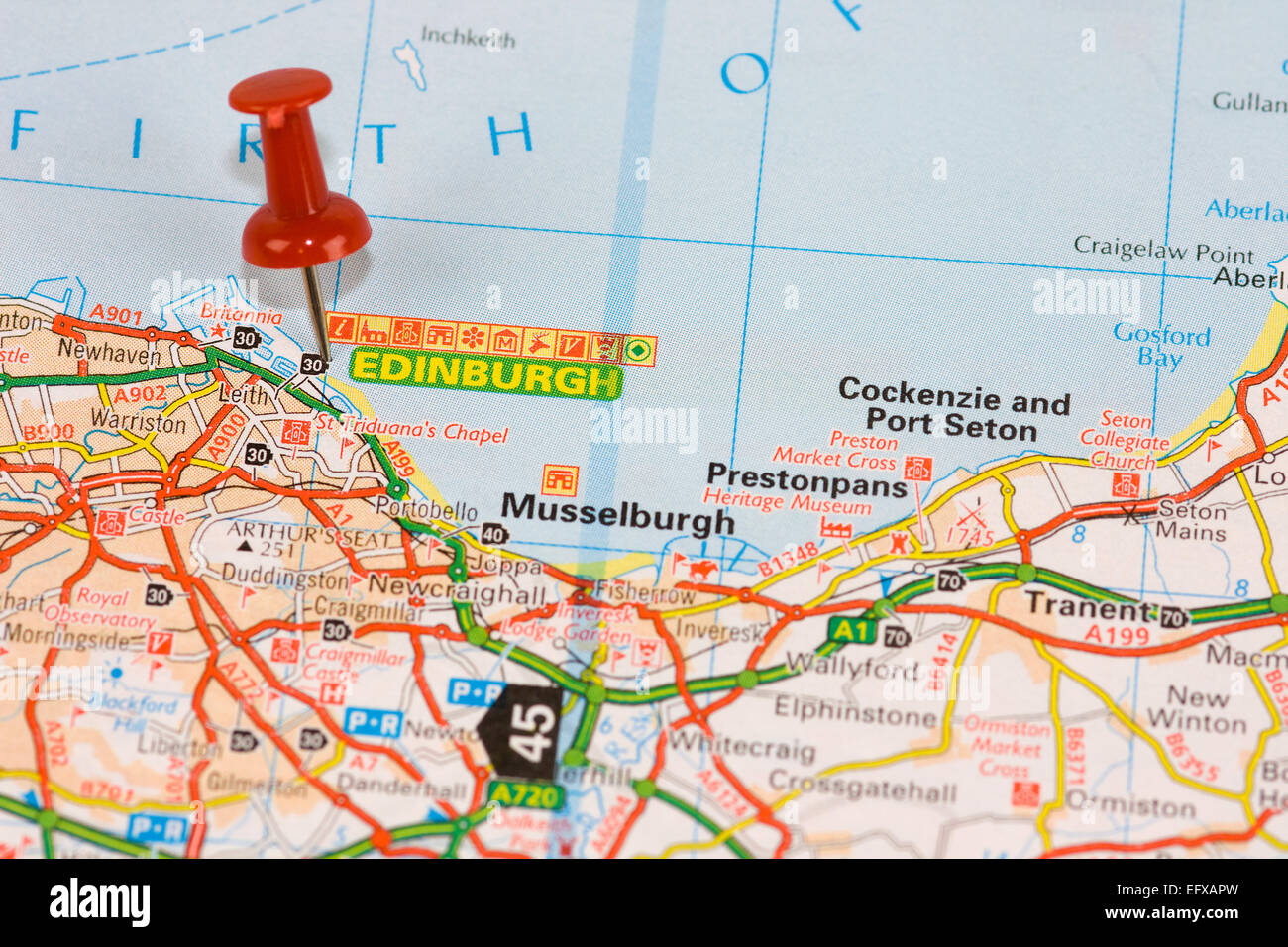 Street Map of Edinburgh with red pin Stock Photo - Alamy