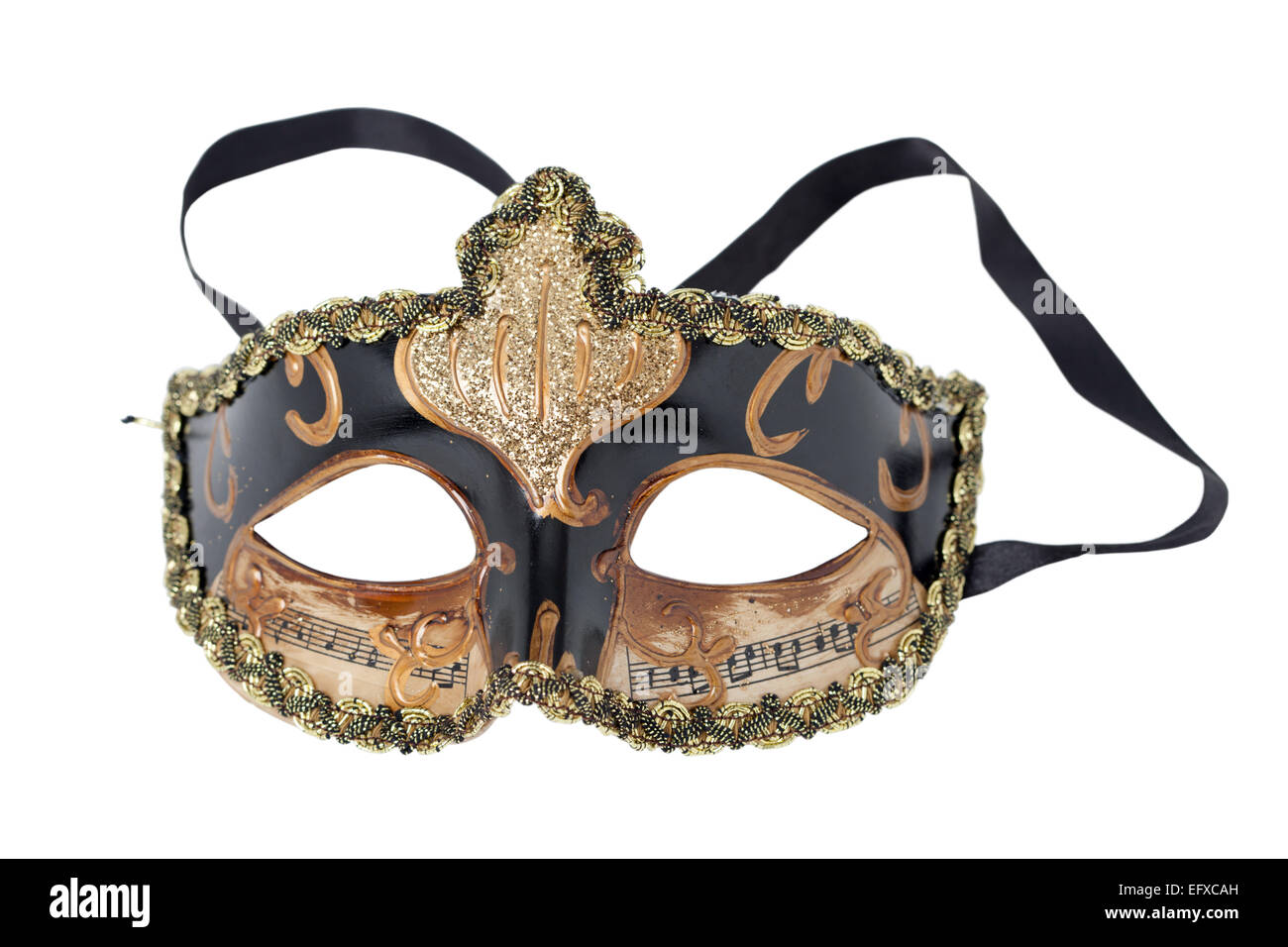 Venetian music mask on white background Stock Photo - Alamy