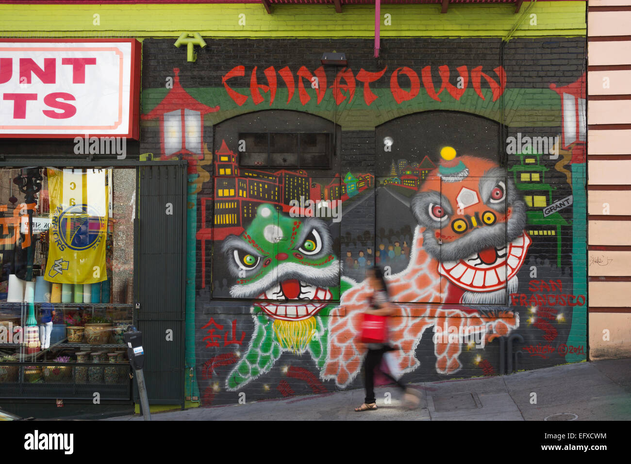 MURAL SACRAMENTO STREET CHINATOWN SAN FRANCISCO CALIFORNIA USA Stock ...