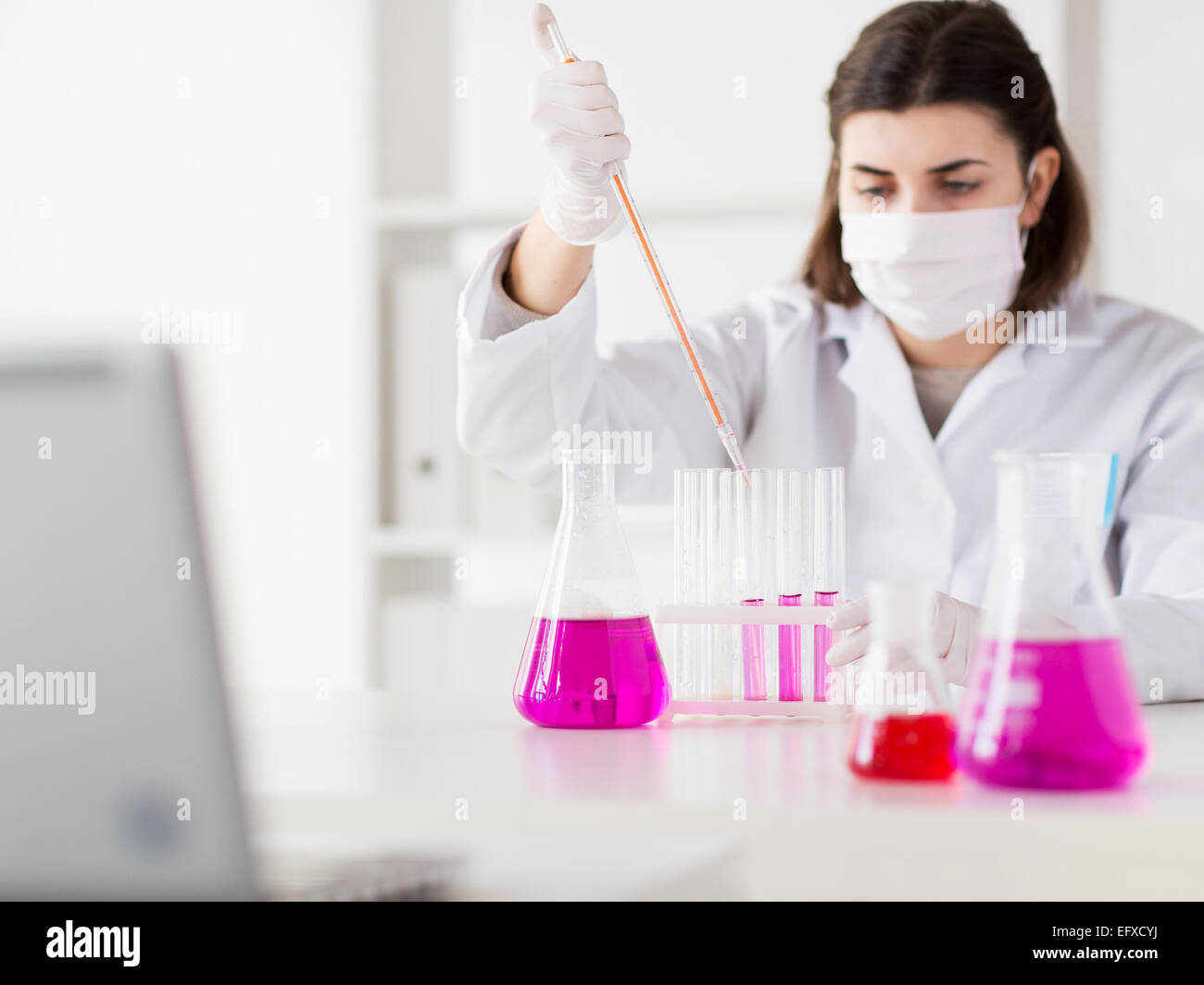 close up of scientist making test in lab Stock Photo - Alamy