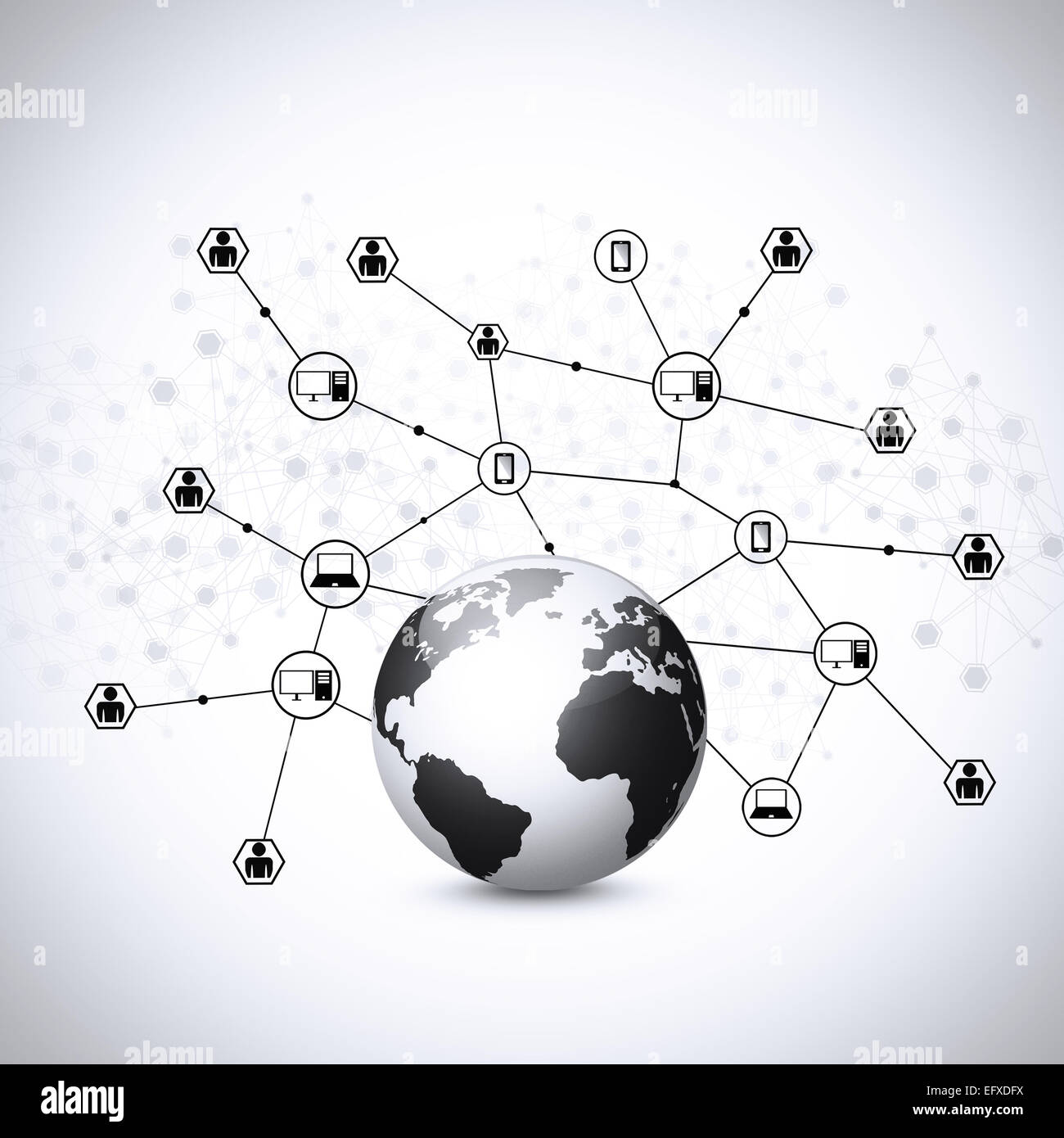 abstract network digital communications concept white background Stock ...