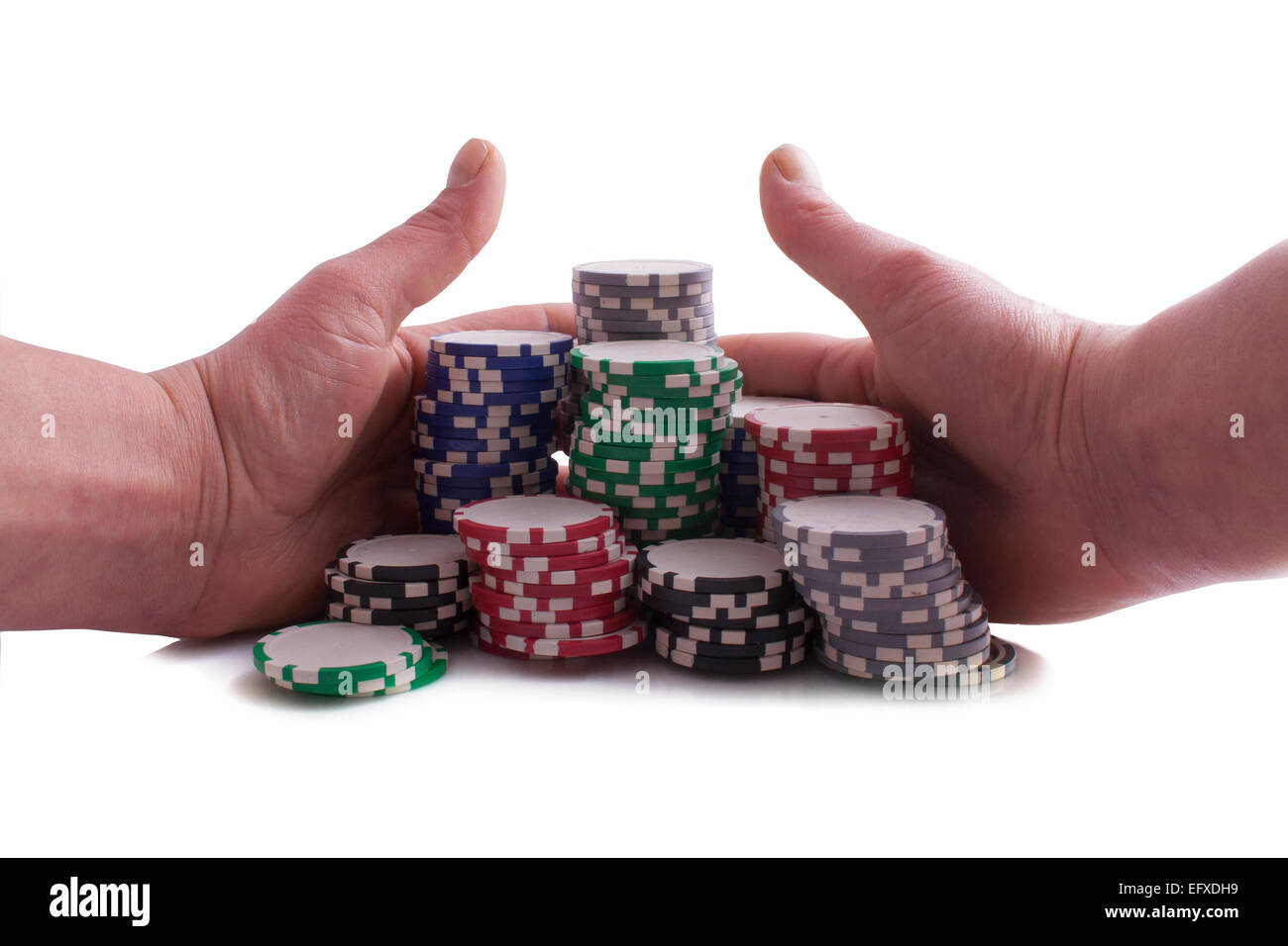 Winning poker hands isolated on a white background Stock Photo - Alamy