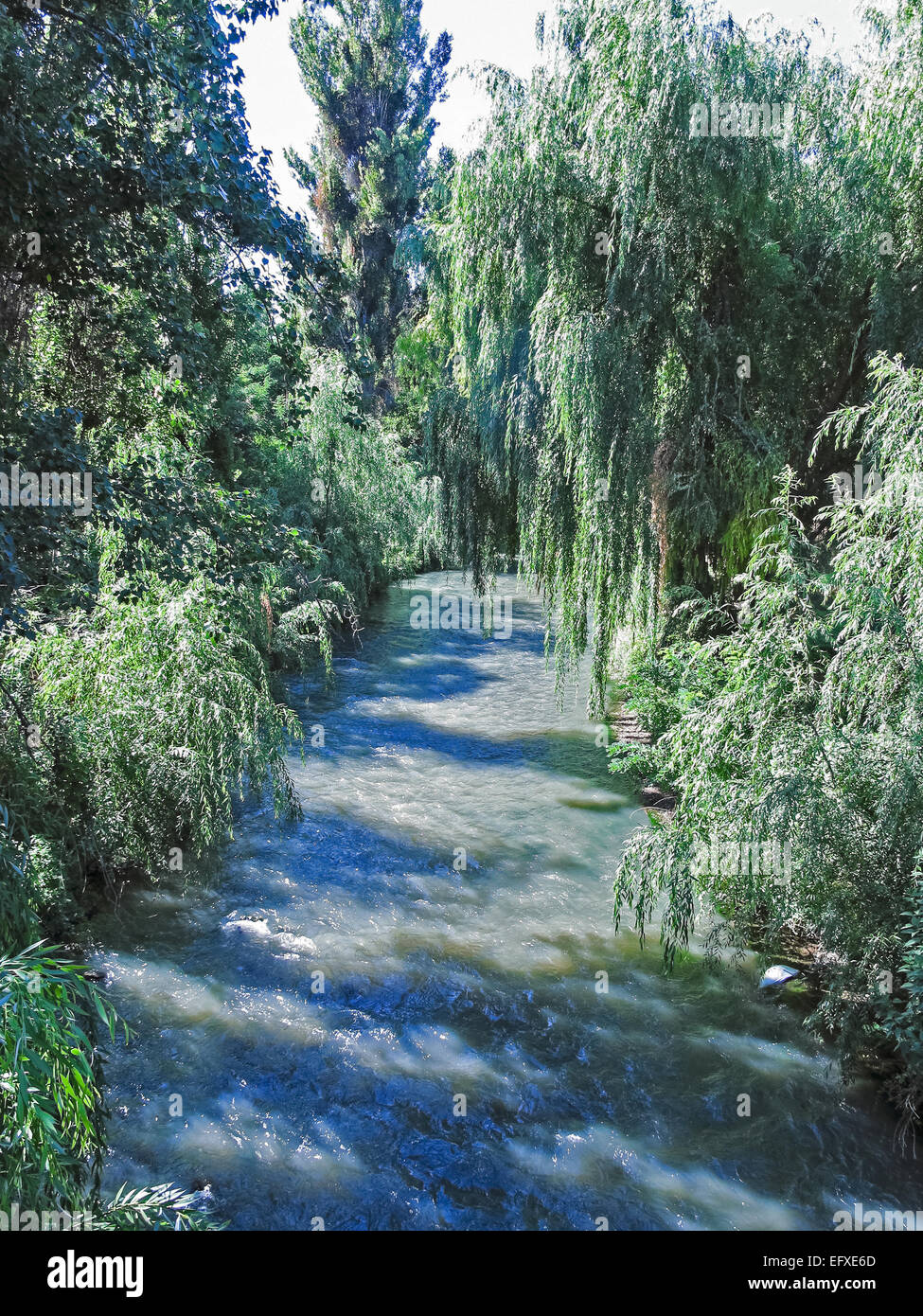 Maule river as it passes through the city of Talca, Chile Stock Photo ...