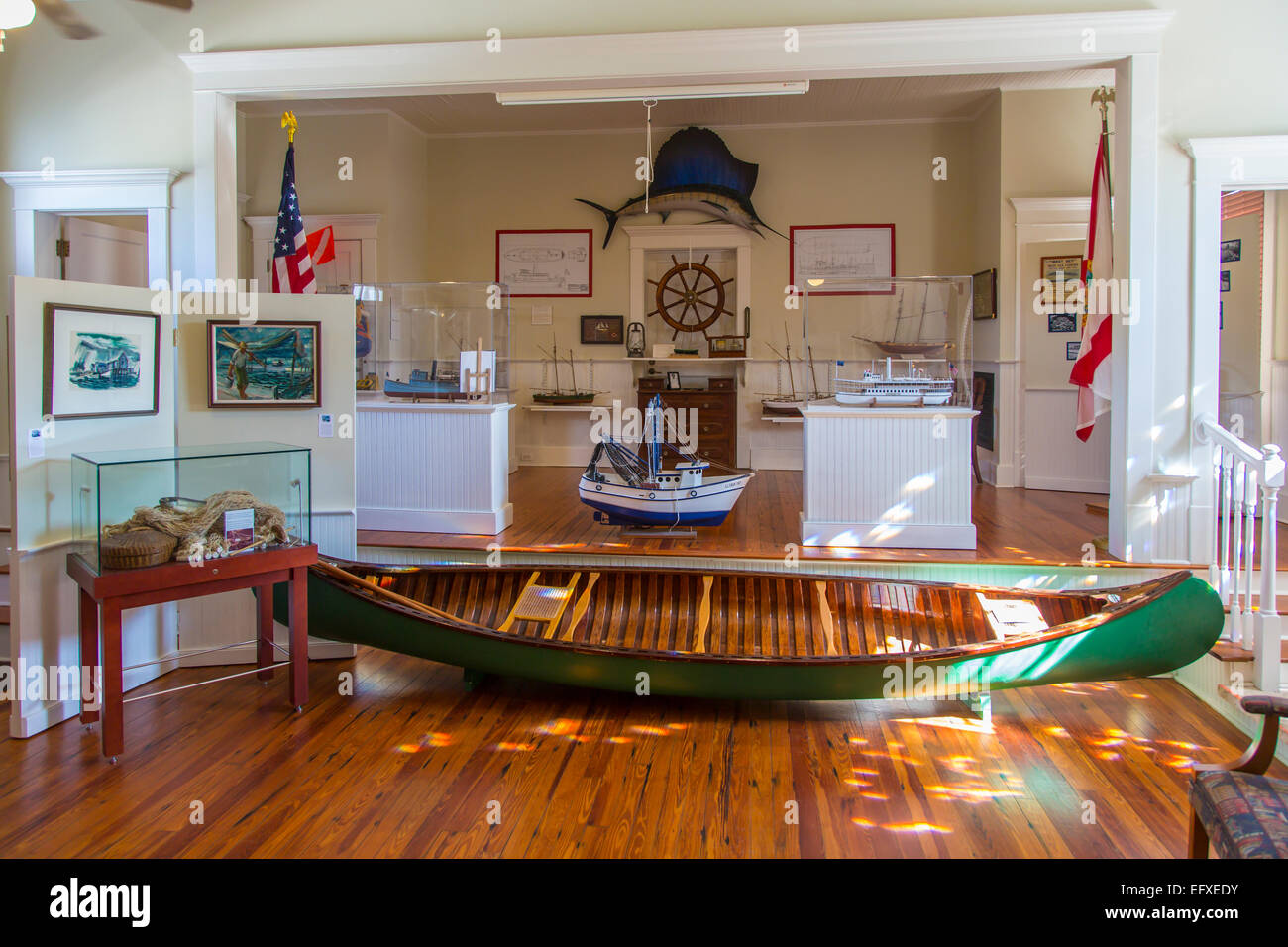 Interior exhibits of Florida Maritime Museum in the historic fishing ...