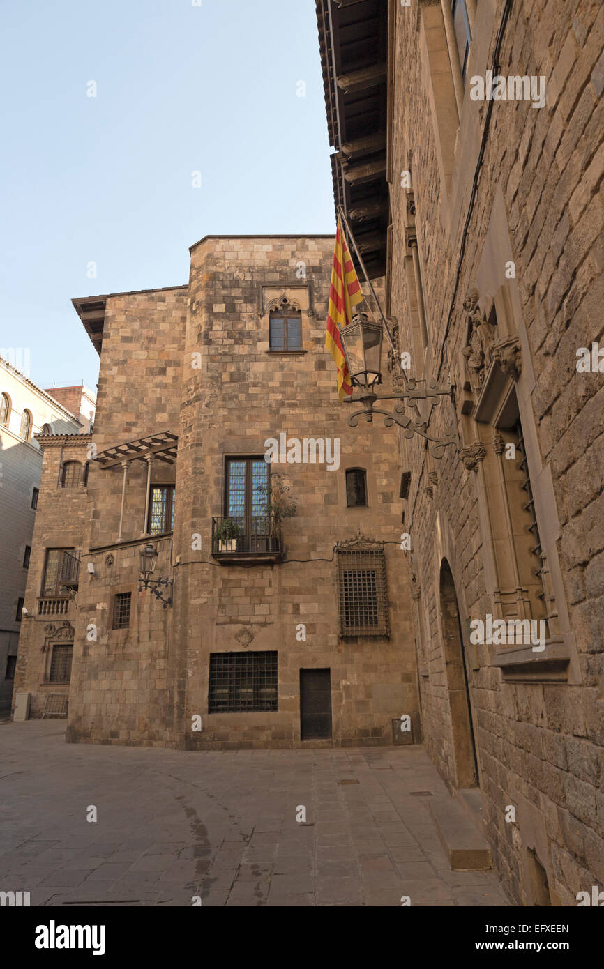 Medieval buildings. Small corner Gothic Quarter of Barcelona Stock ...