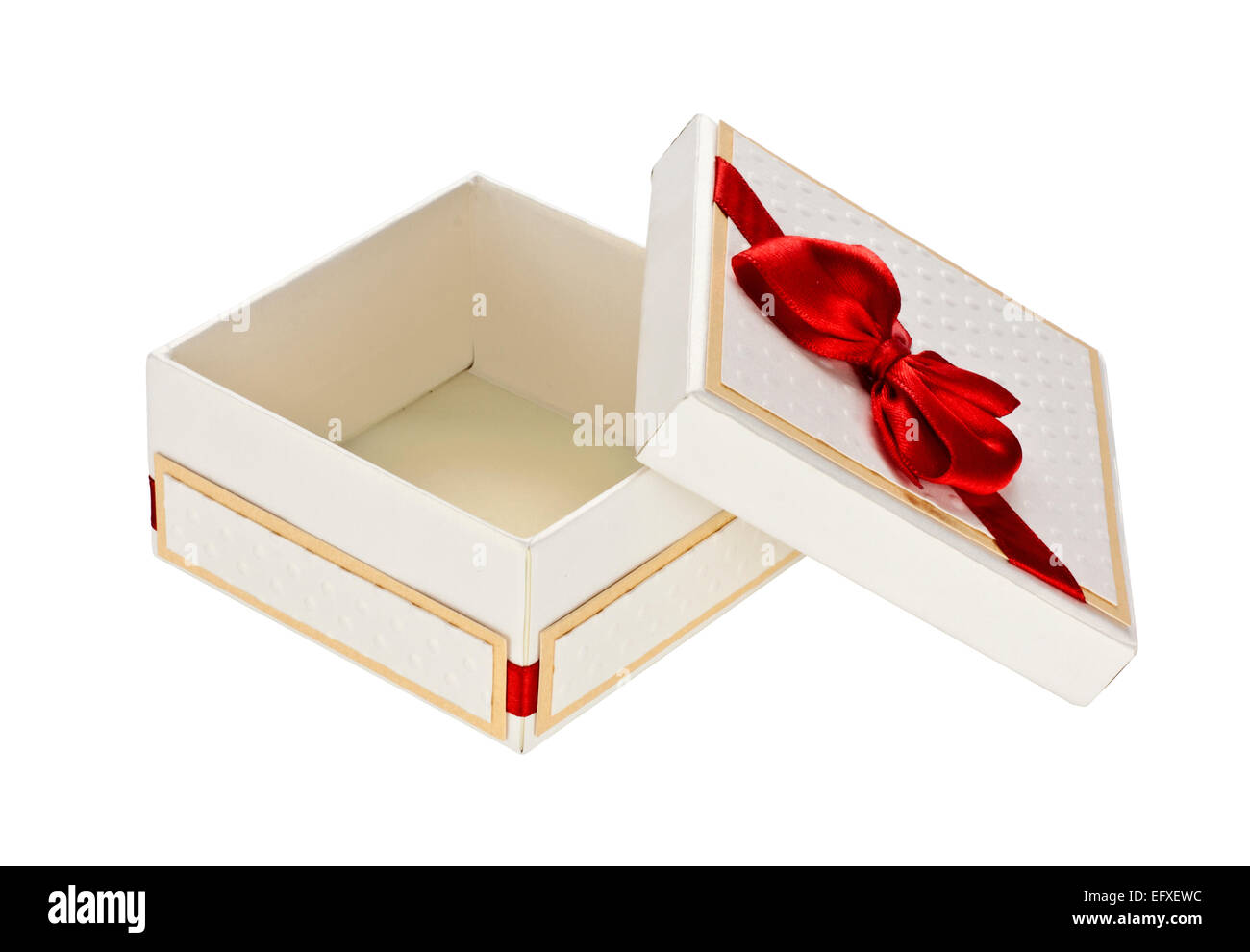 White gift box with red ribbon isolated on a white background Stock ...