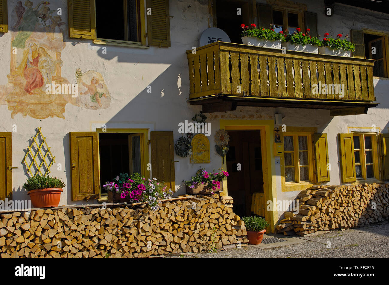 Oberammergau, Traditional mural, Bavarian passion play town, Upper ...