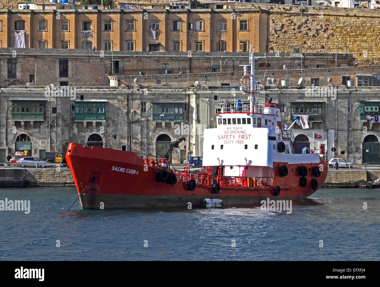 Sacro Cuor-1, bunkering tanker vessel, moored in Grand Harbour ...