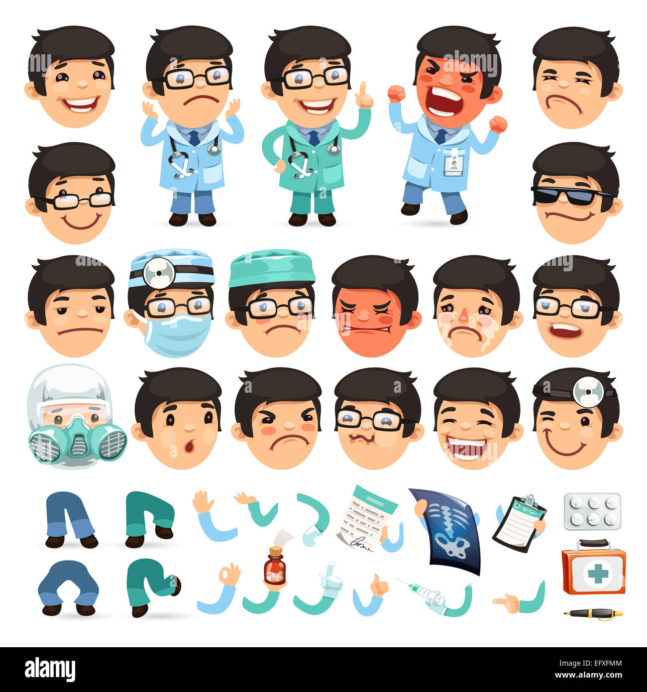 Set of Cartoon Doctor Character for Your Design or Aanimation Stock ...