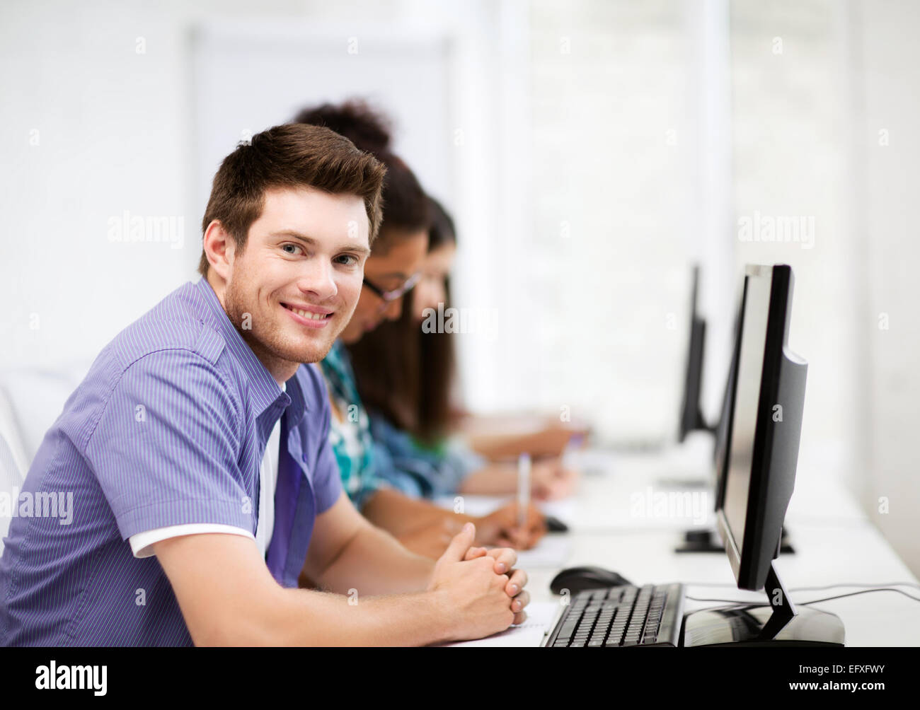 student with computer studying at school Stock Photo - Alamy