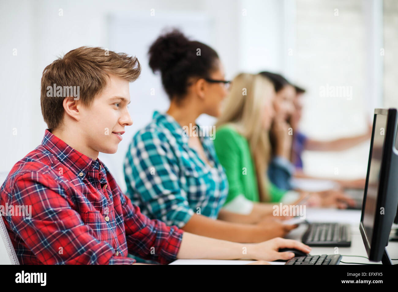 student with computer studying at school Stock Photo - Alamy