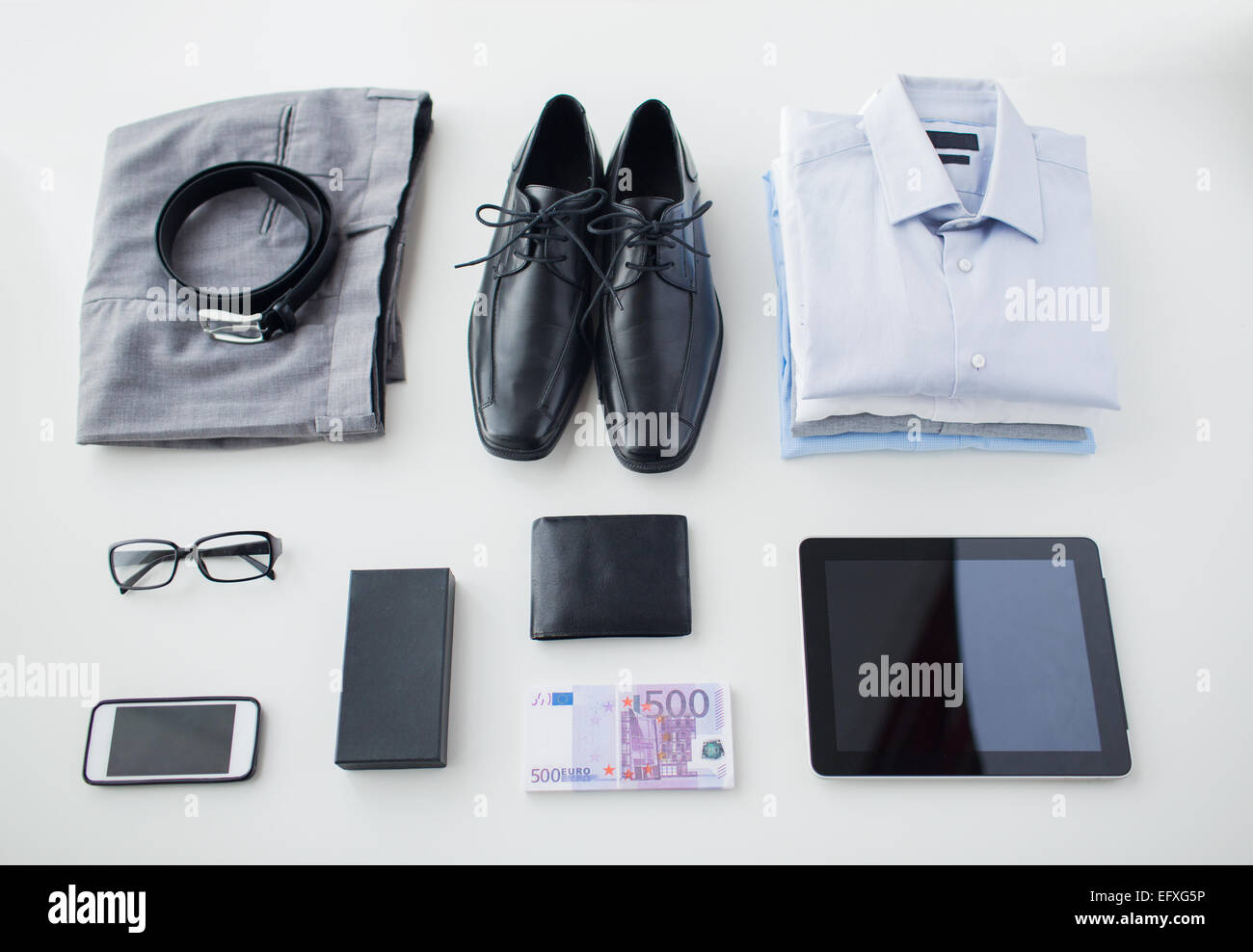 close up of formal clothes and personal stuff Stock Photo - Alamy