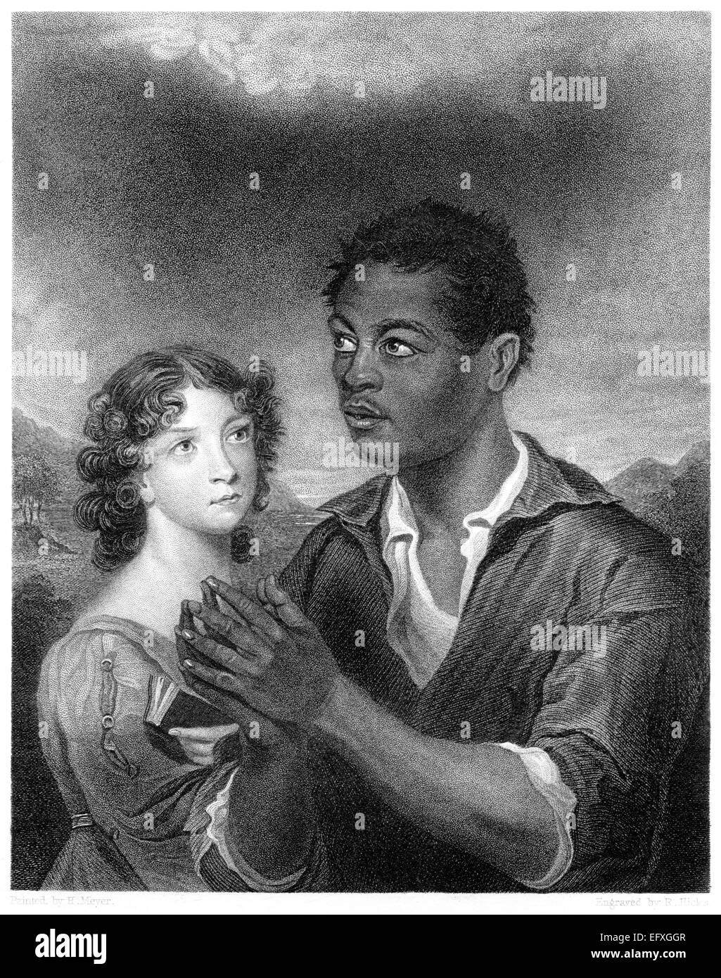 An engraving entitled "The African Prince" scanned at high resolution ...