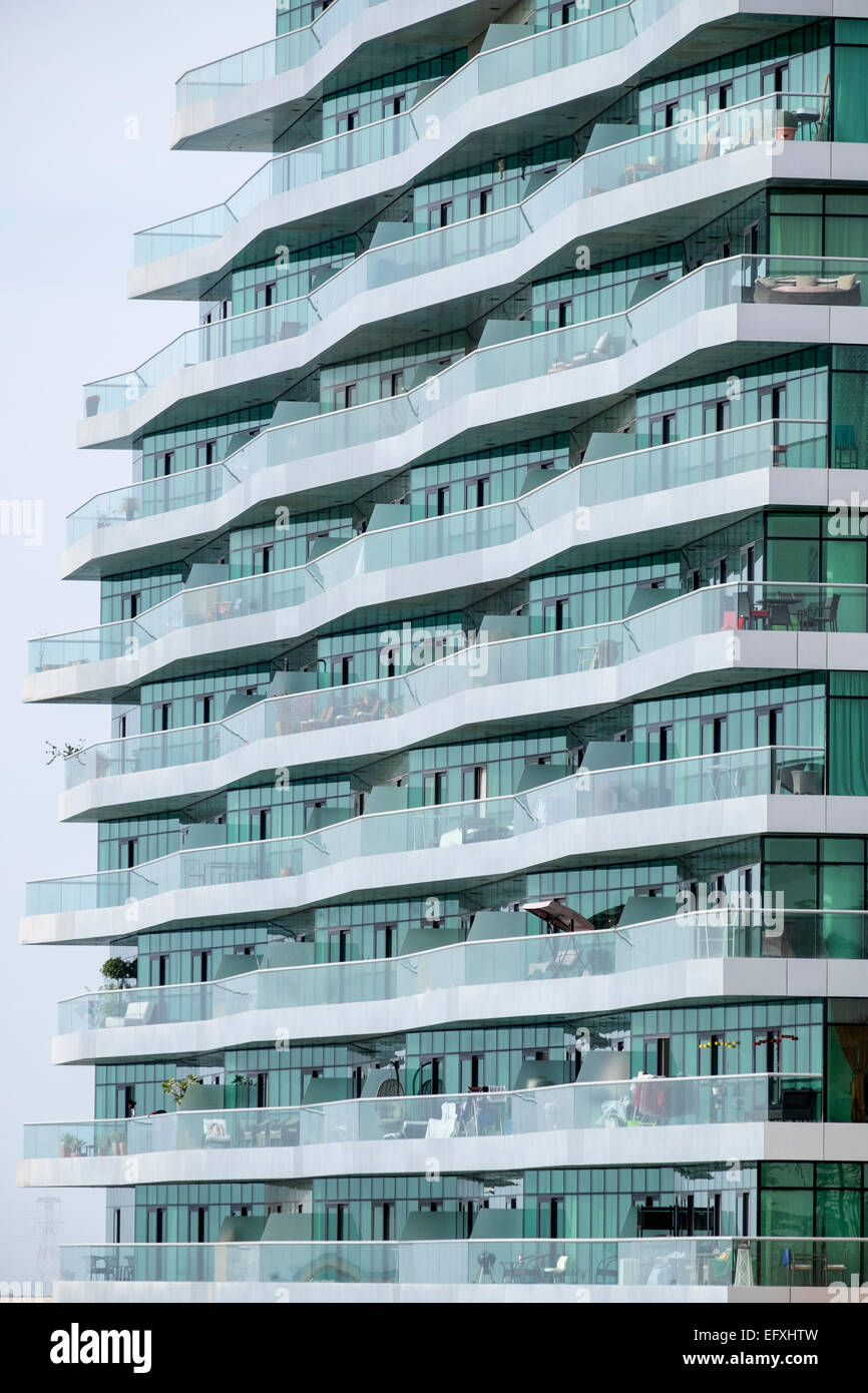 Apartment building at Al Bandar at Al Raha Beach district in Abu Dhabi ...