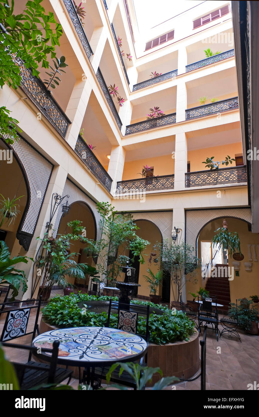 Vertical view of a hotel courtyard in Camaguey Stock Photo - Alamy
