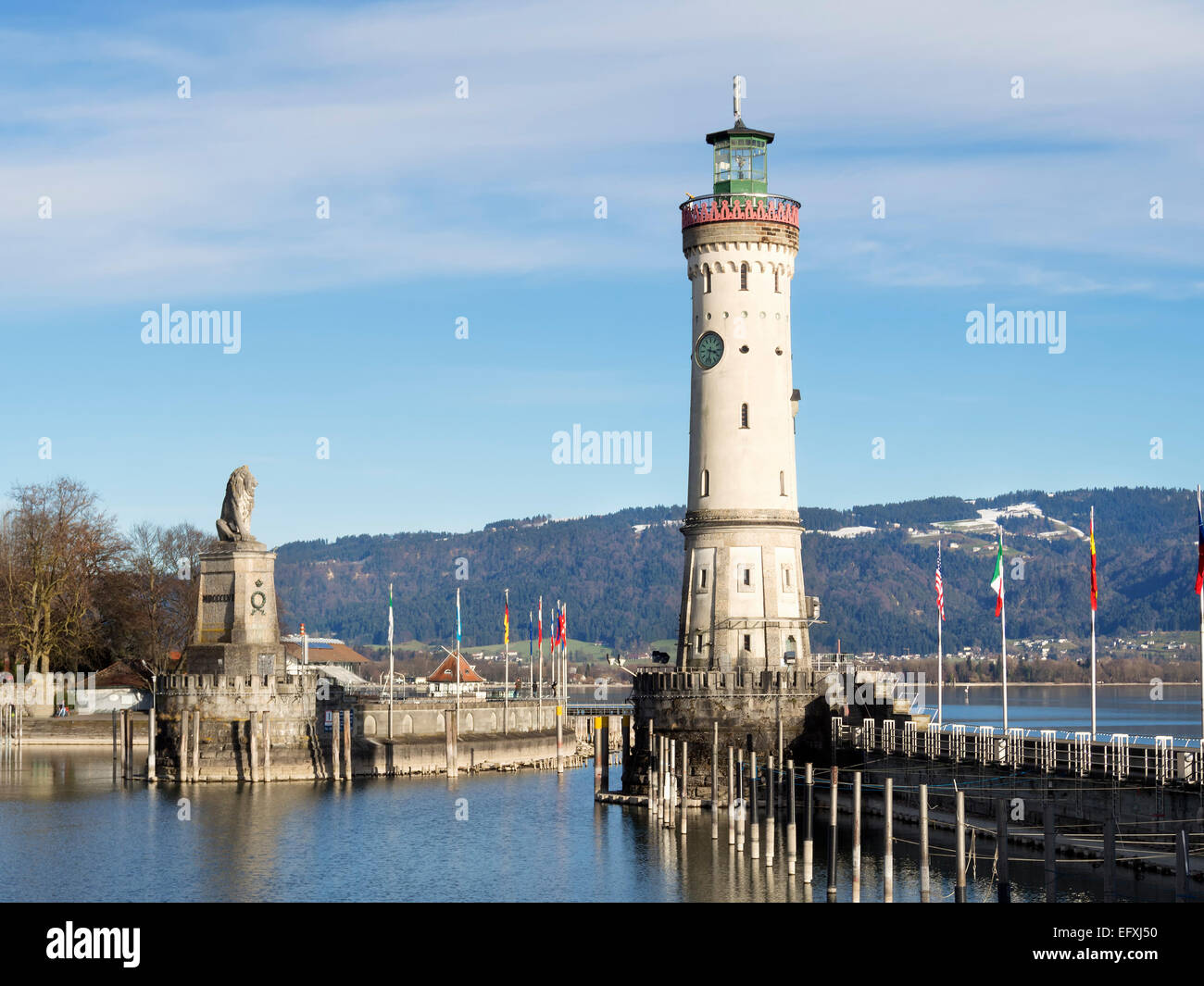 Lindau harbour lighthouse flags hi-res stock photography and images - Alamy