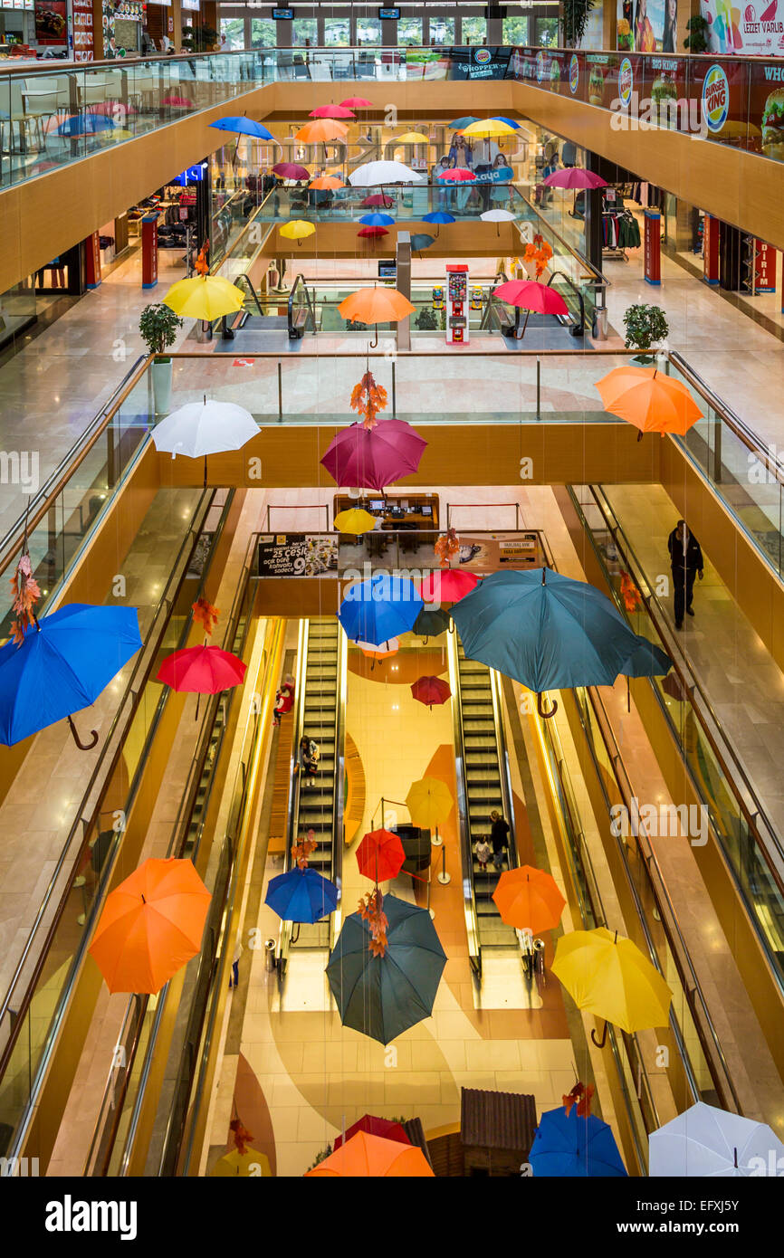 An interior view of a modern shopping center in Trabzon, Turkey ...