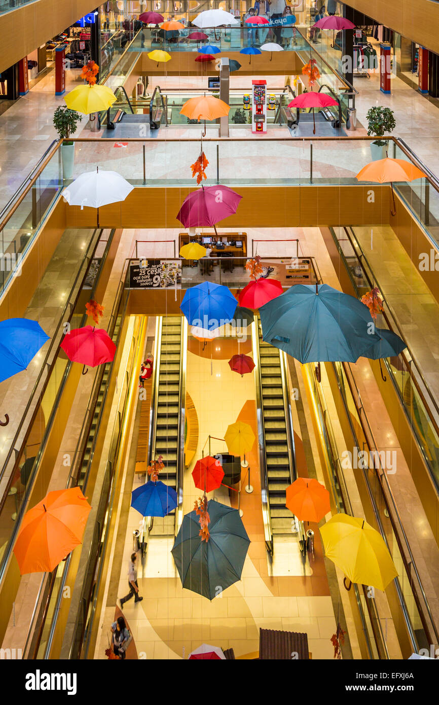 The interior of a modern shopping center in Trabzon, Turkey, Eurasia ...