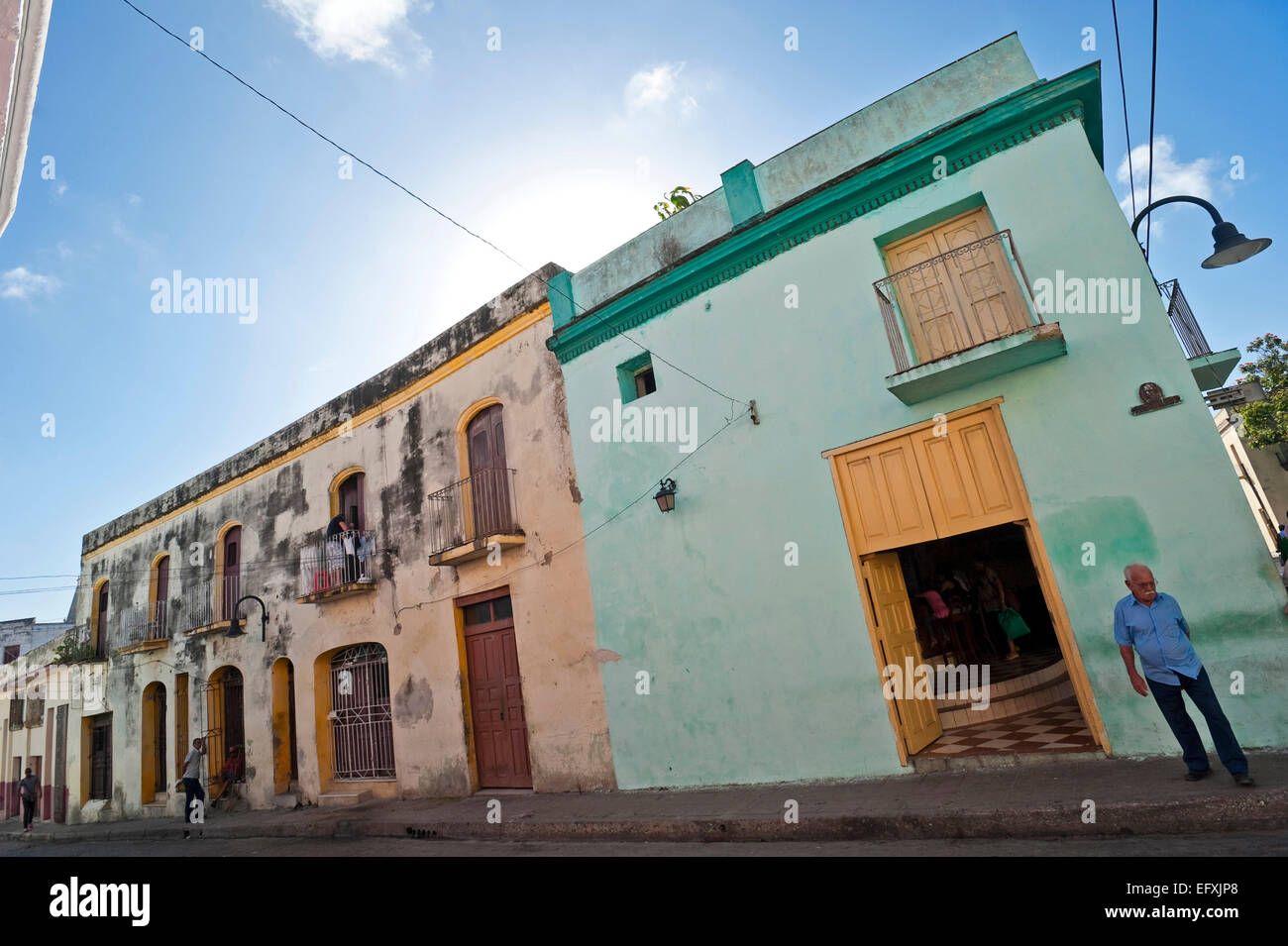 Horizontal street view in Camaguey, Cuba Stock Photo - Alamy