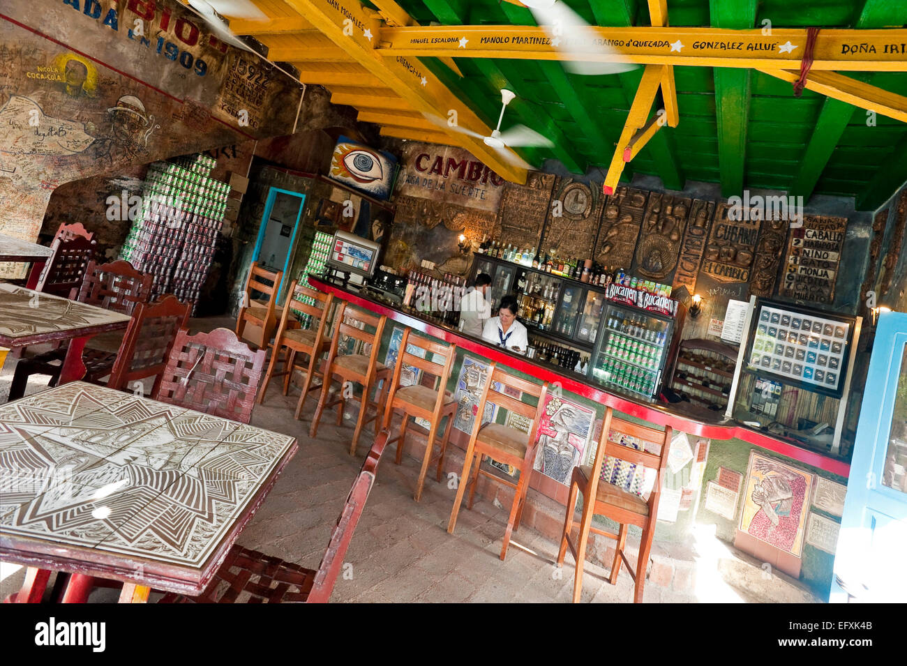 Horizontal interior view of a typical rum bar in Camaguey, Cuba Stock ...