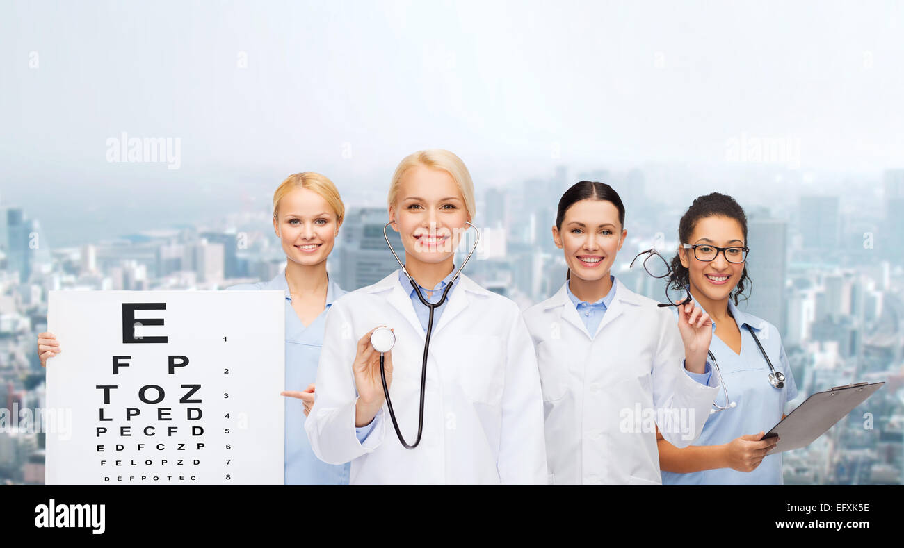smiling female eye doctors and nurses Stock Photo - Alamy