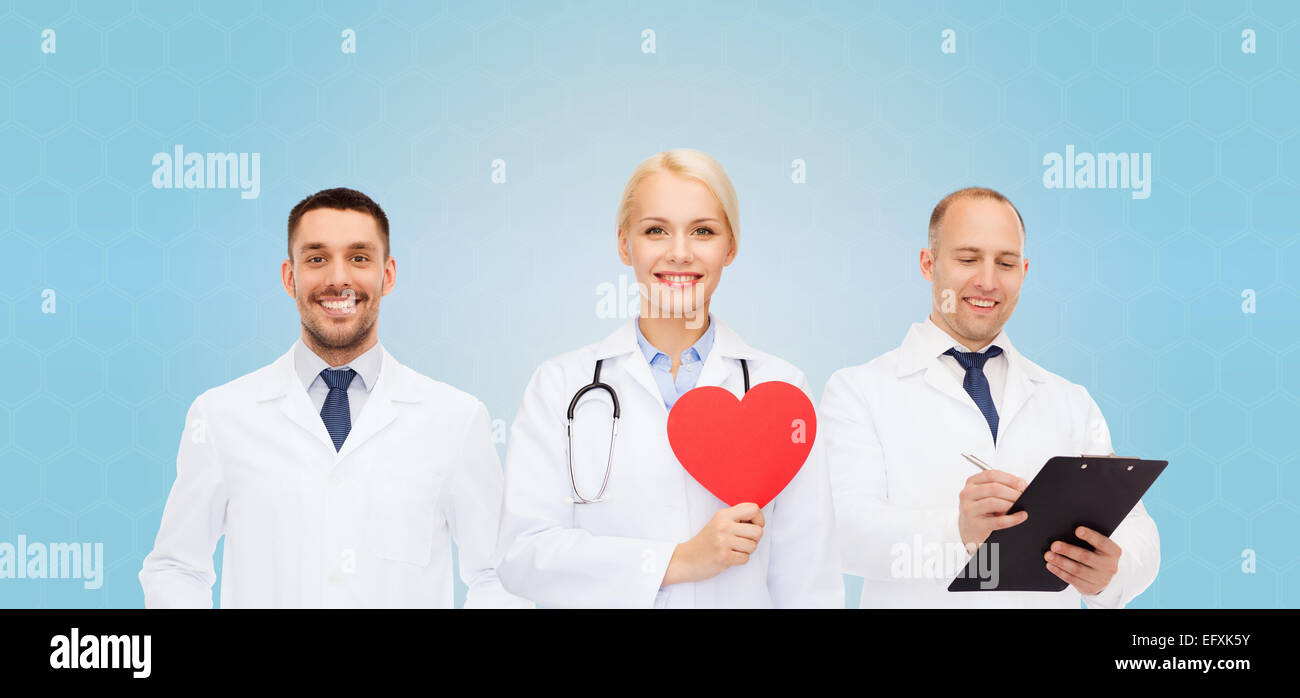 group of smiling doctors with red heart shape Stock Photo - Alamy