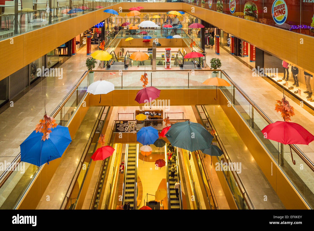 The interior of a modern shopping center in Trabzon, Turkey, Eurasia ...