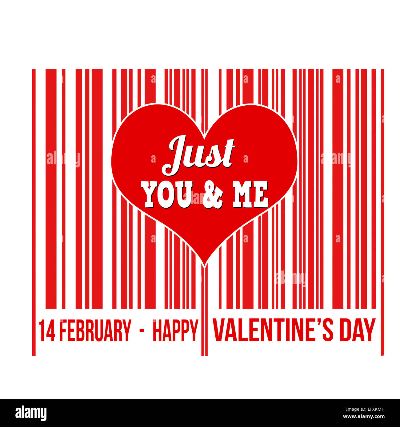 Happy Valentines Day barcode with heart inside on white background ...