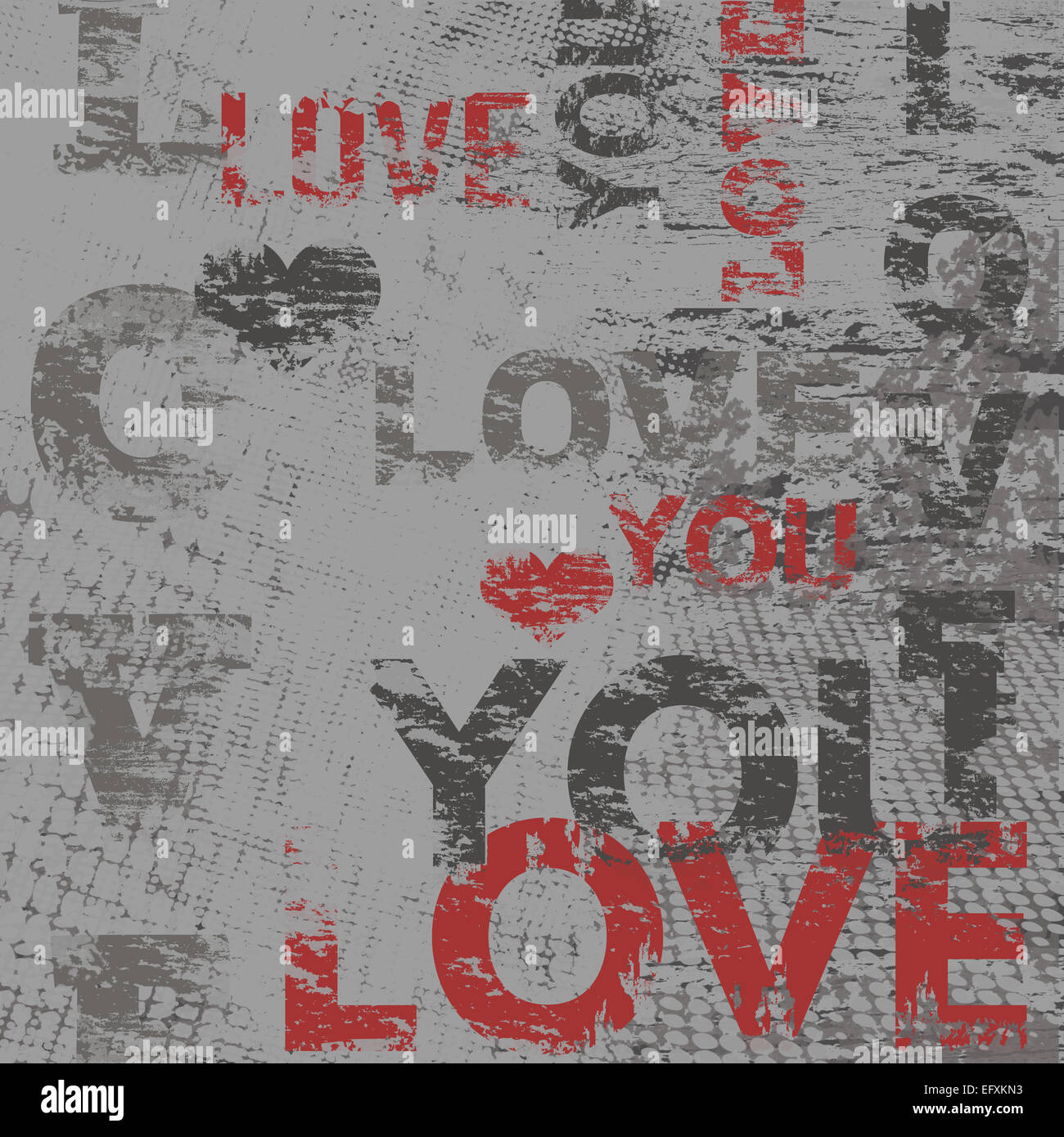Typographic love poster design and grunge scratched background Stock ...