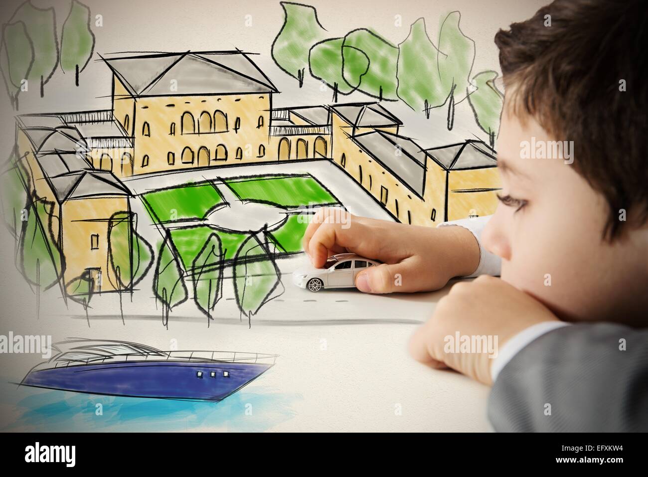 Child with car Stock Photo - Alamy