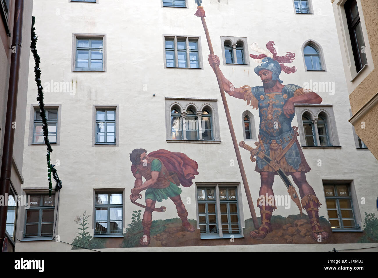 Goliath house, paintings of David and Goliath on the walls of a ...