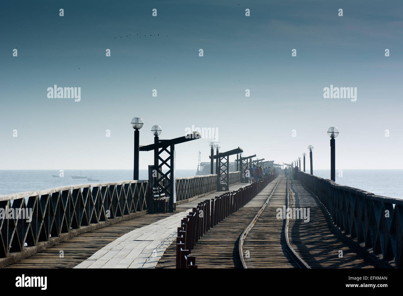 Traditional Old Wooden Pier at Pimentel, Chiclayo, Peru Stock Photo - Alamy