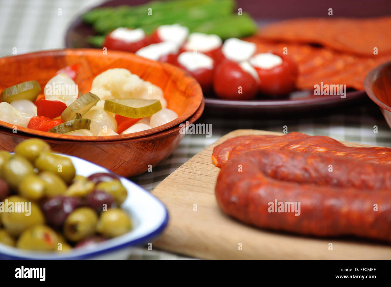 A selection of produce from a delicatessen, featuring many of the ...