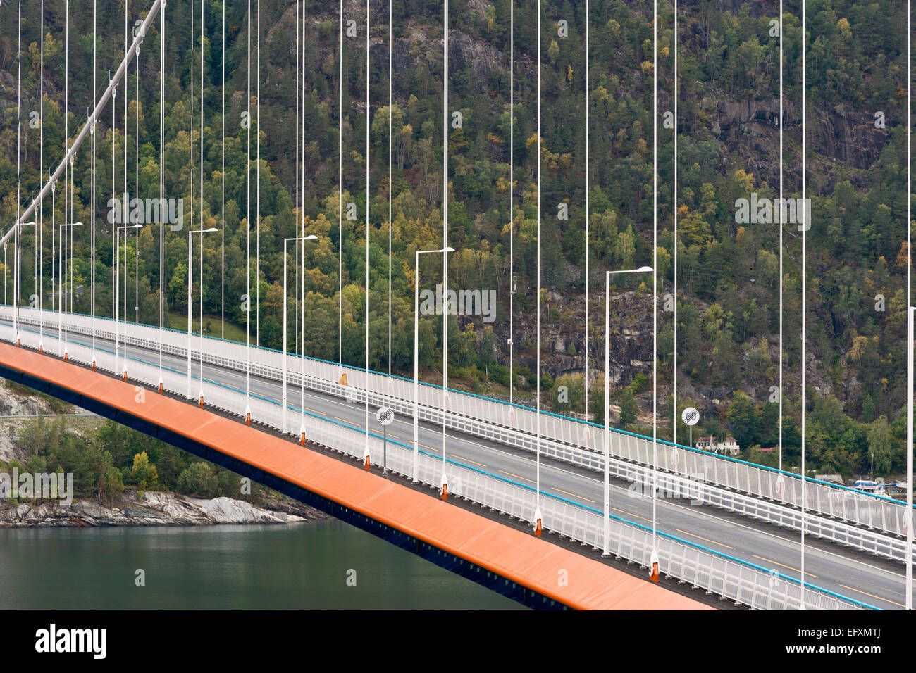 Hardanger bridge, suspension bridge over the Eidfjord, a branch of the ...