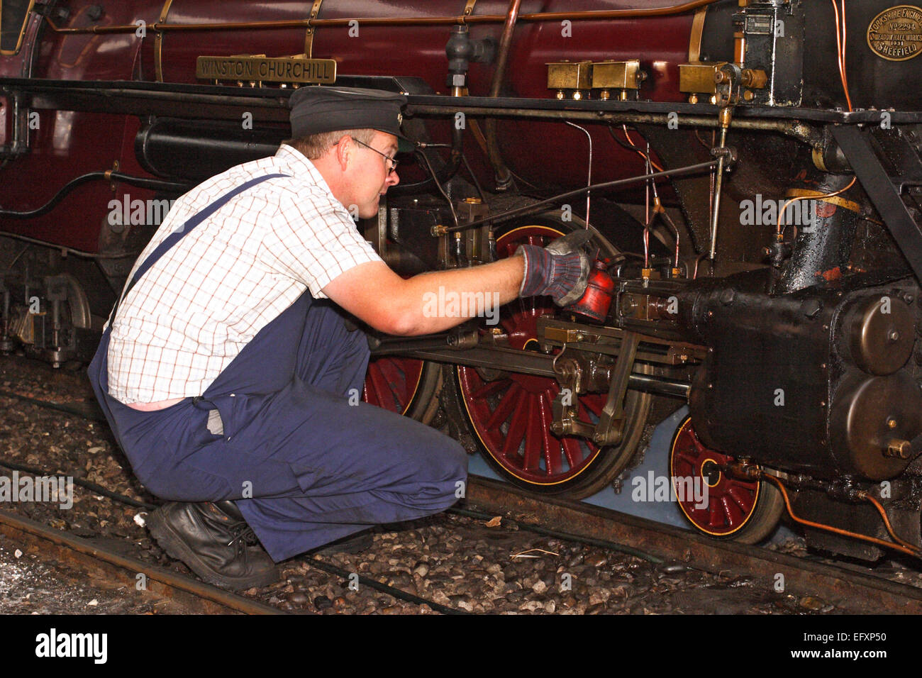 Routine in-station maintenance performed by narrow-gauge steam ...