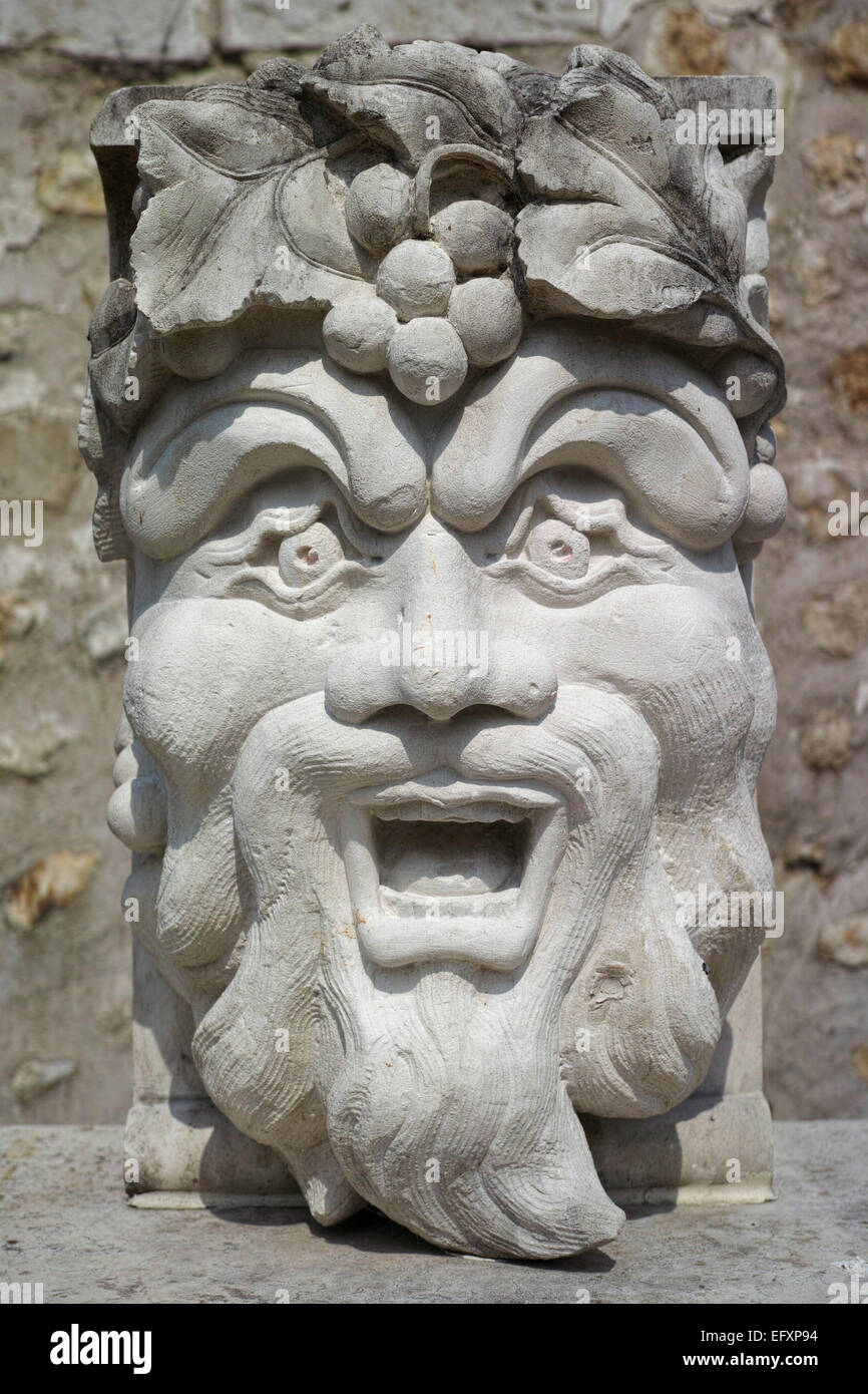 Bust of Bacchus in the Jardin des Arts, Vernon, Eure, Upper Normandy ...