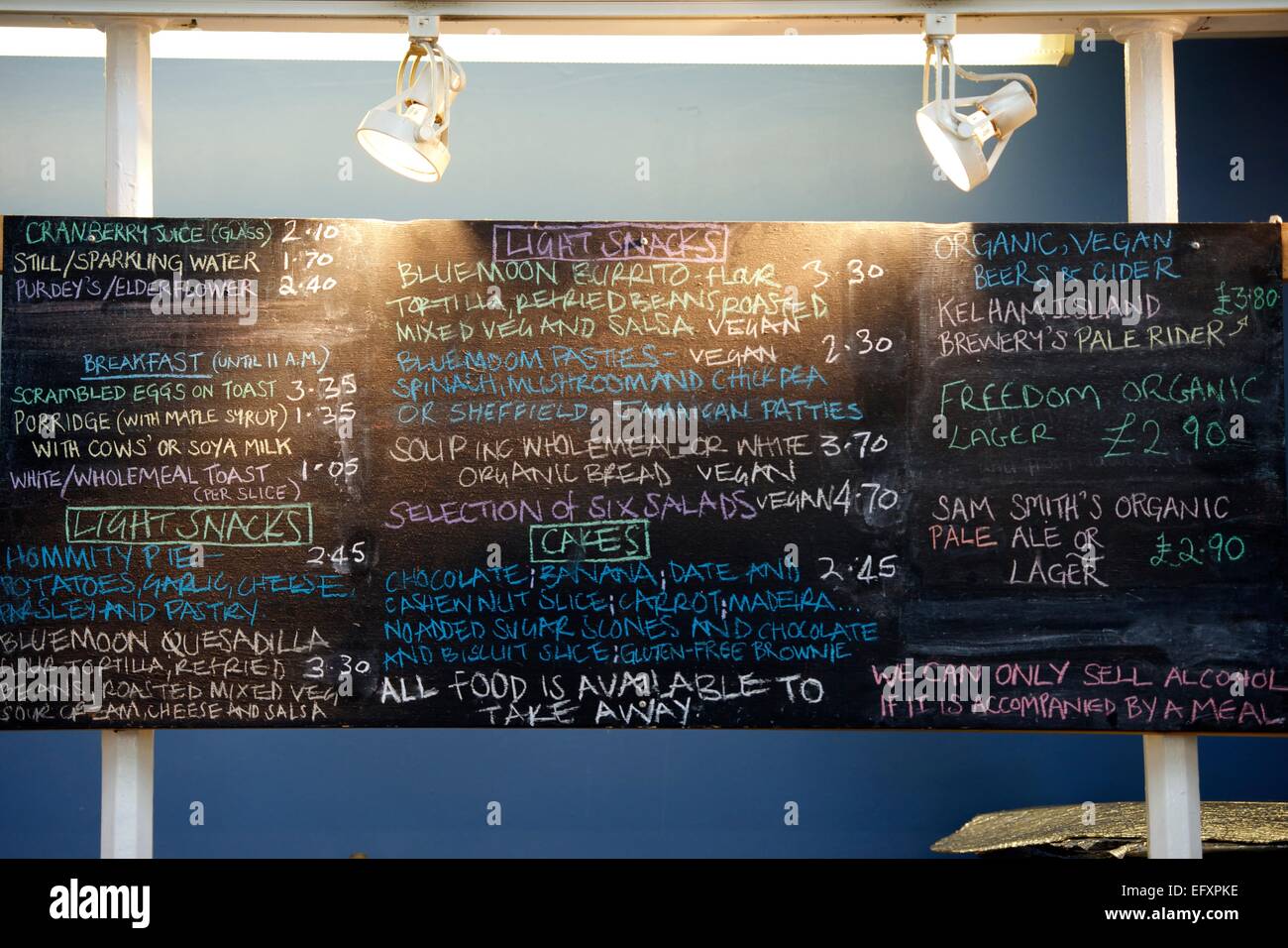 A chalkboard menu displaying the food available in a Sheffield cafe ...