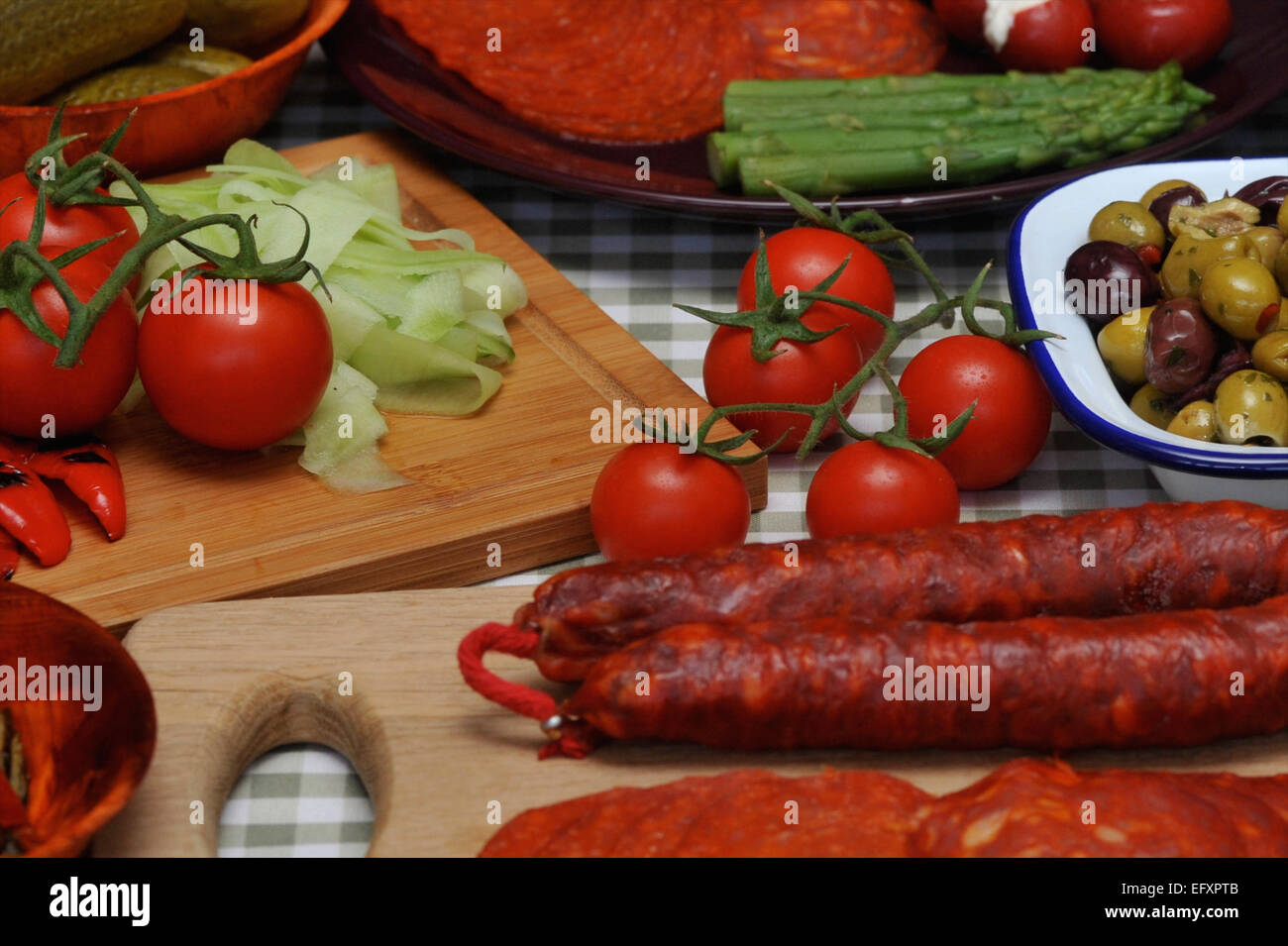 A selection of produce from a delicatessen, featuring many of the ...