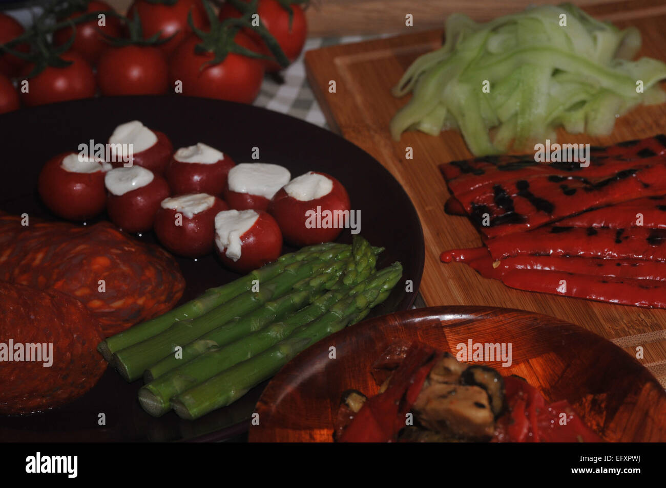 A selection of produce from a delicatessen, featuring many of the ...