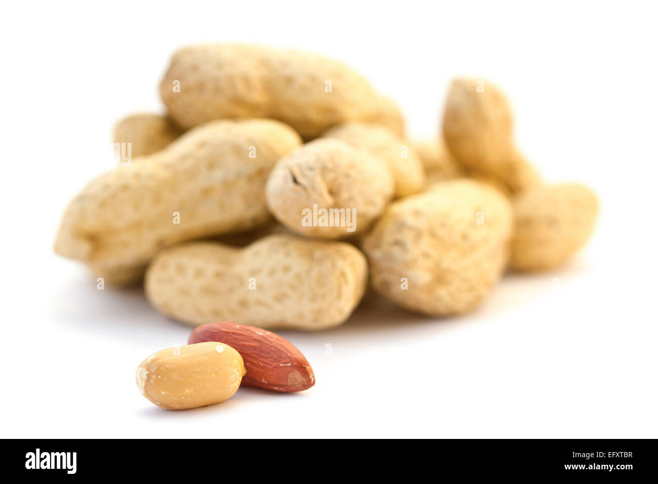 A pile of dried peanuts / groundnut (Arachis hypogaea) without shells ...